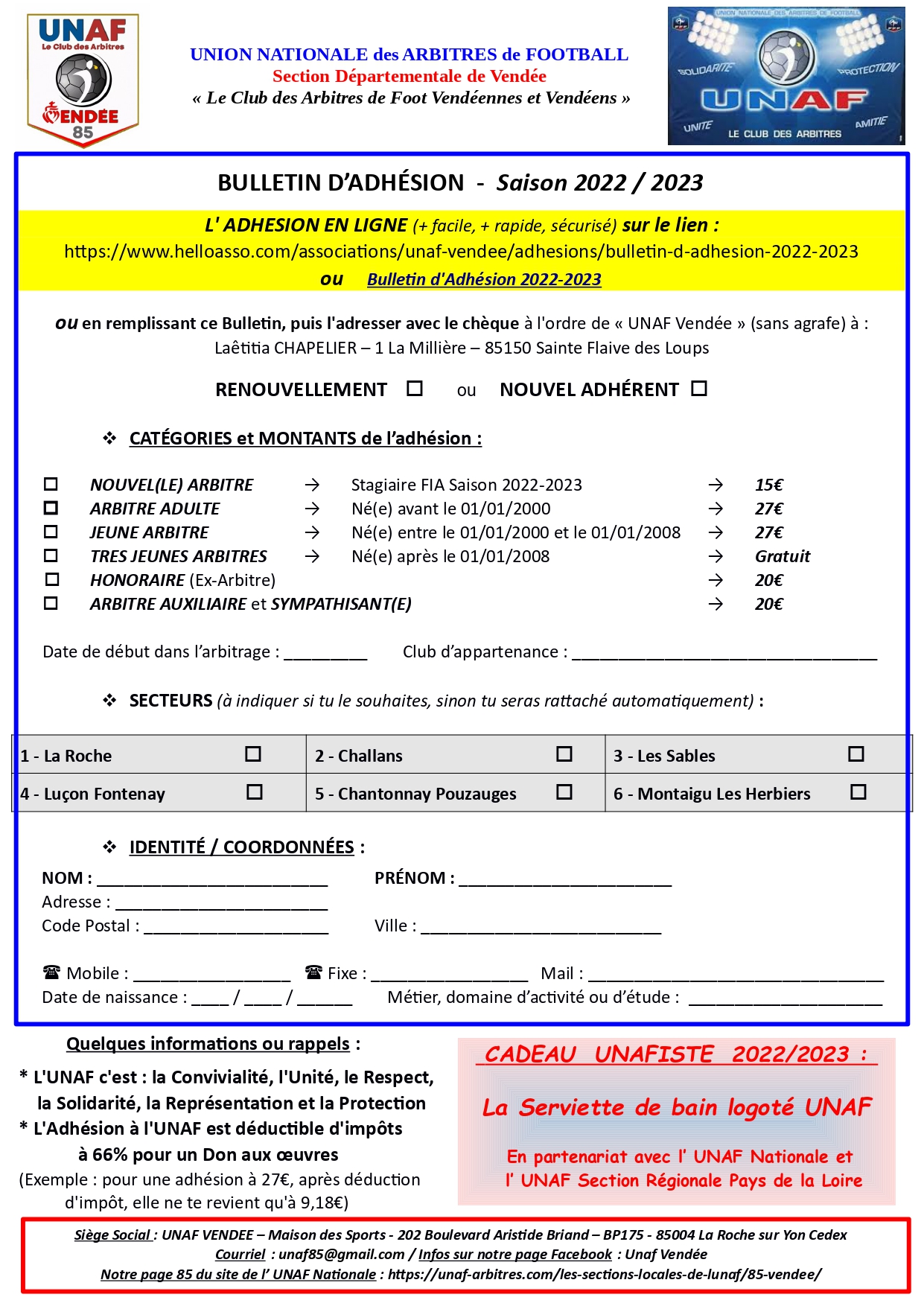 Campagne adhésions - Saison 2022/2023 - UNAF - Le Club des Arbitres Campagne adhésions - Saison 2022/2023 - UNAF - Le Club des Arbitres